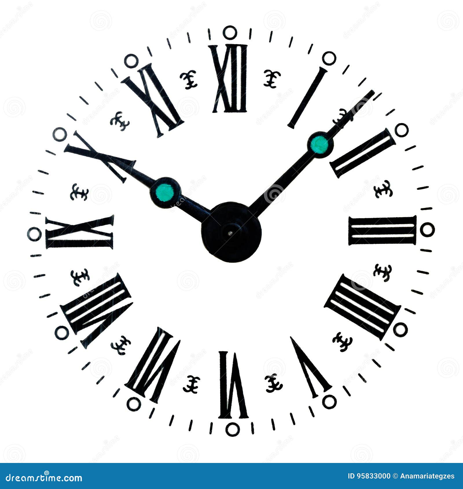 Old Clock Dial with Roman Numerals Stock Photo - Image of timekeeping ...