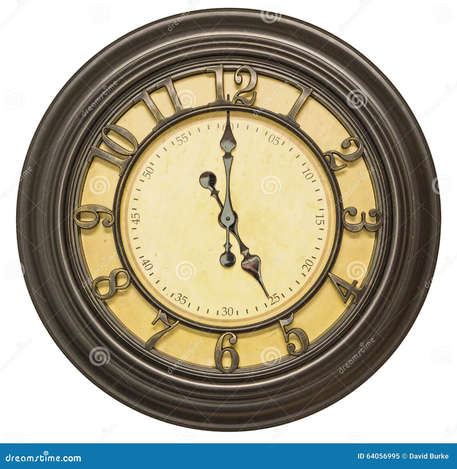Old Clock Face Five Isolated White Stock Image - Image of antique ...