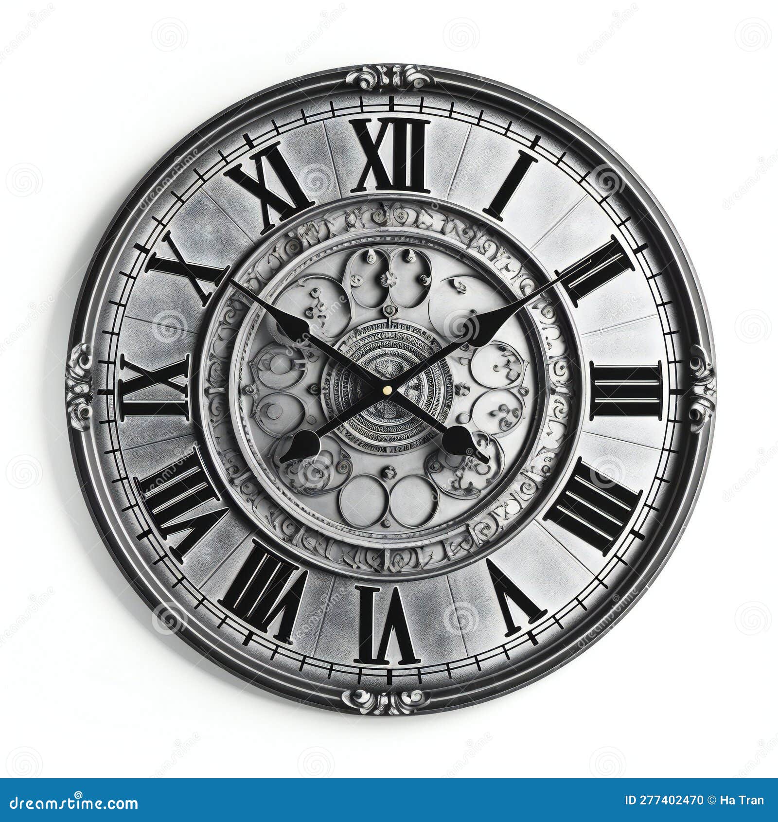 An Old Clock Face on a White Background Stock Illustration ...