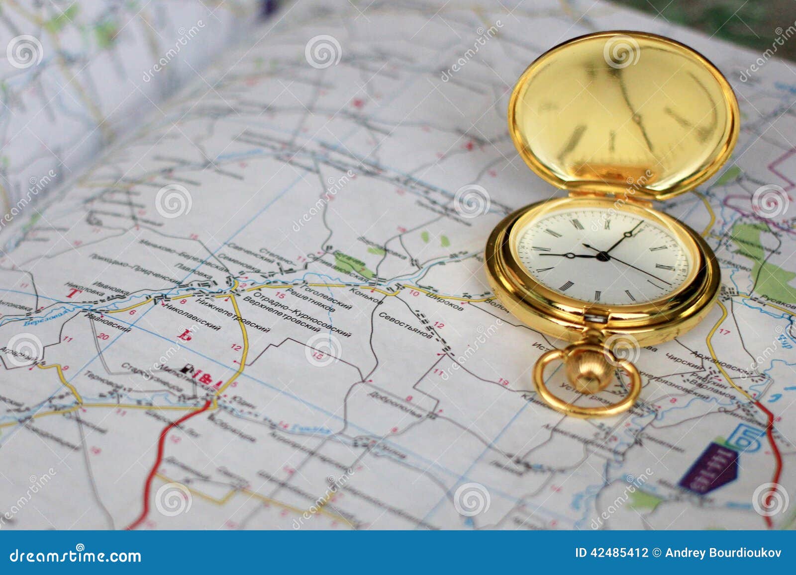 Old Clock and Geographical Map Stock Photo - Image of equipment, globe ...