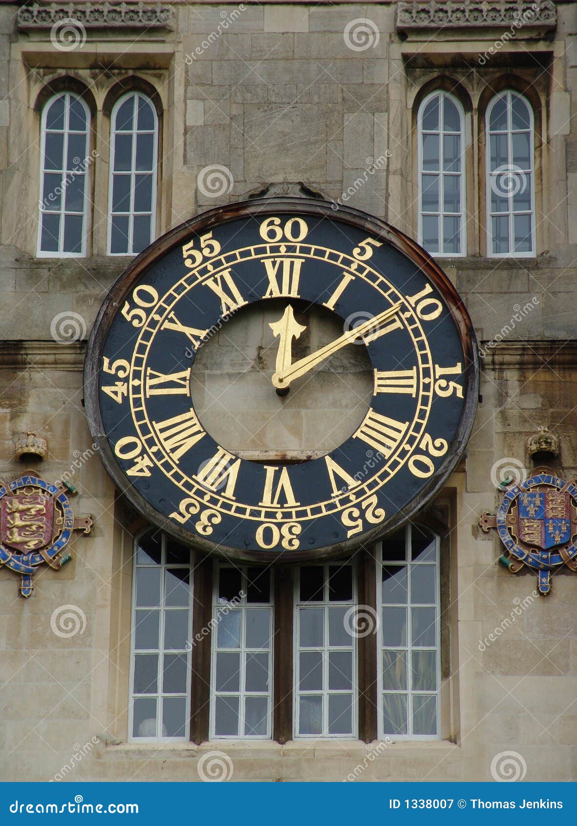 Old Clock with Gold Numbers and Hands Stock Image - Image of painted ...