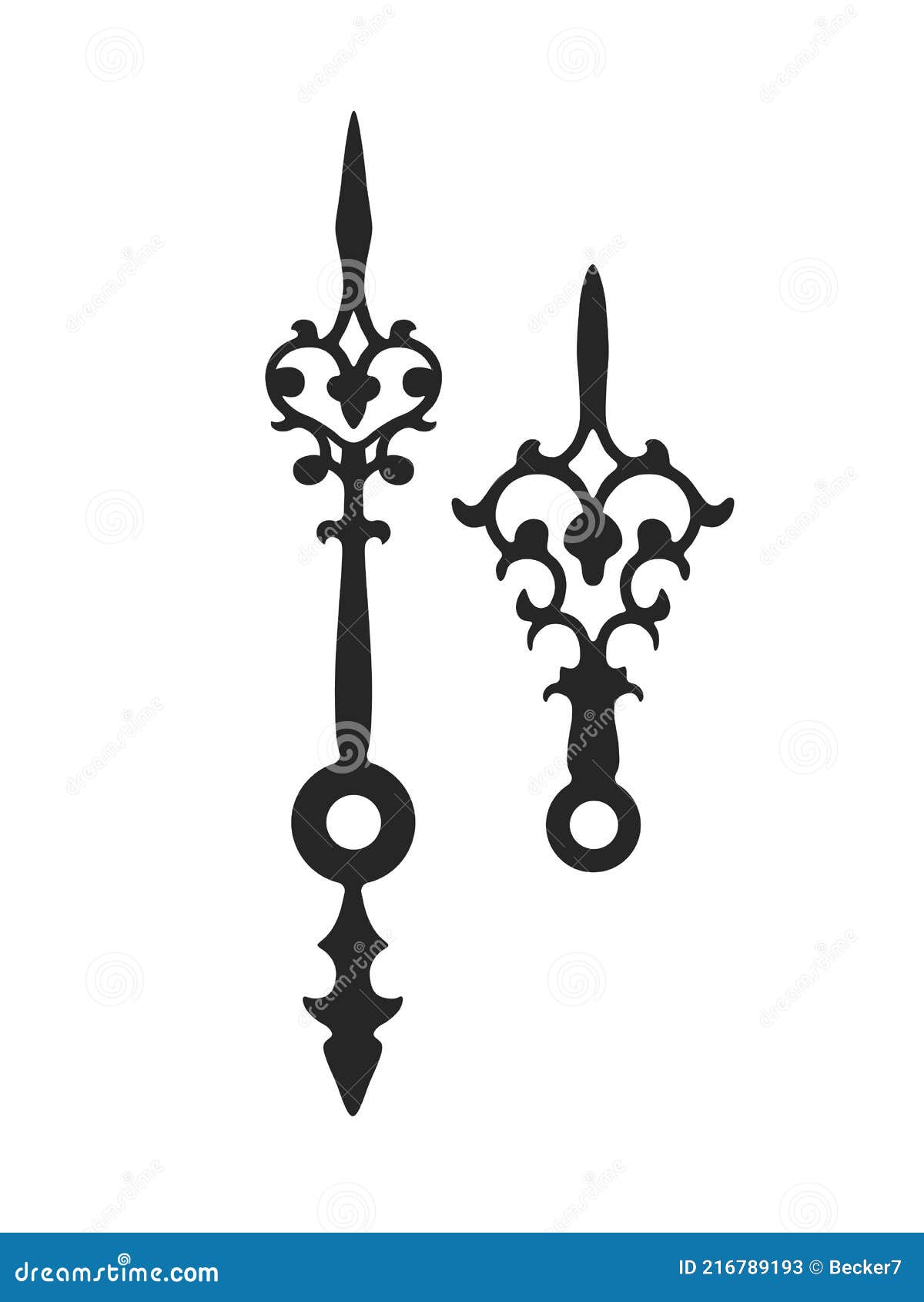 Old Clock Hands Isolated on White Background. Vector Illustration Stock ...