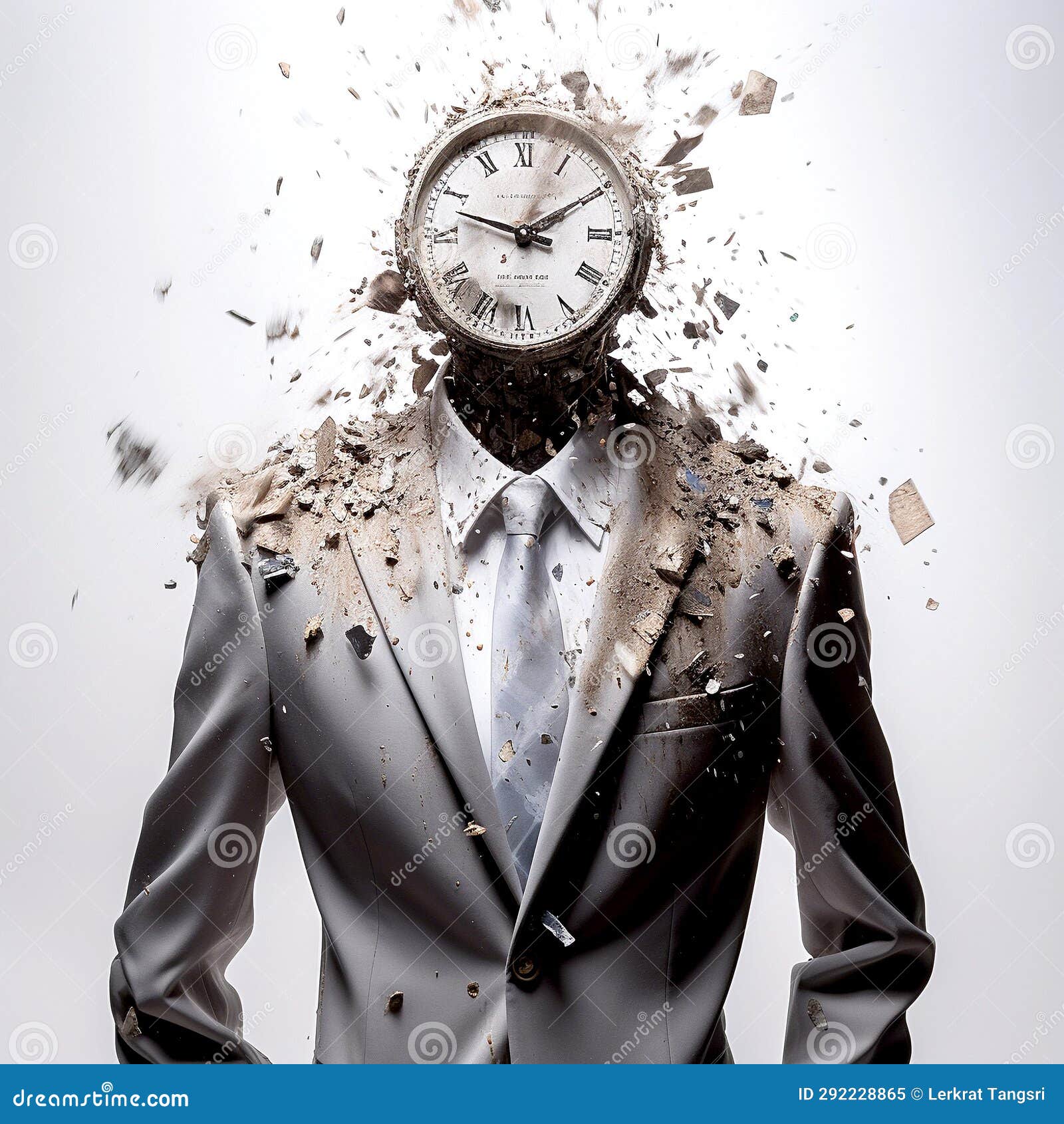Old Clock Head Business Man Stock Illustration - Illustration of award ...