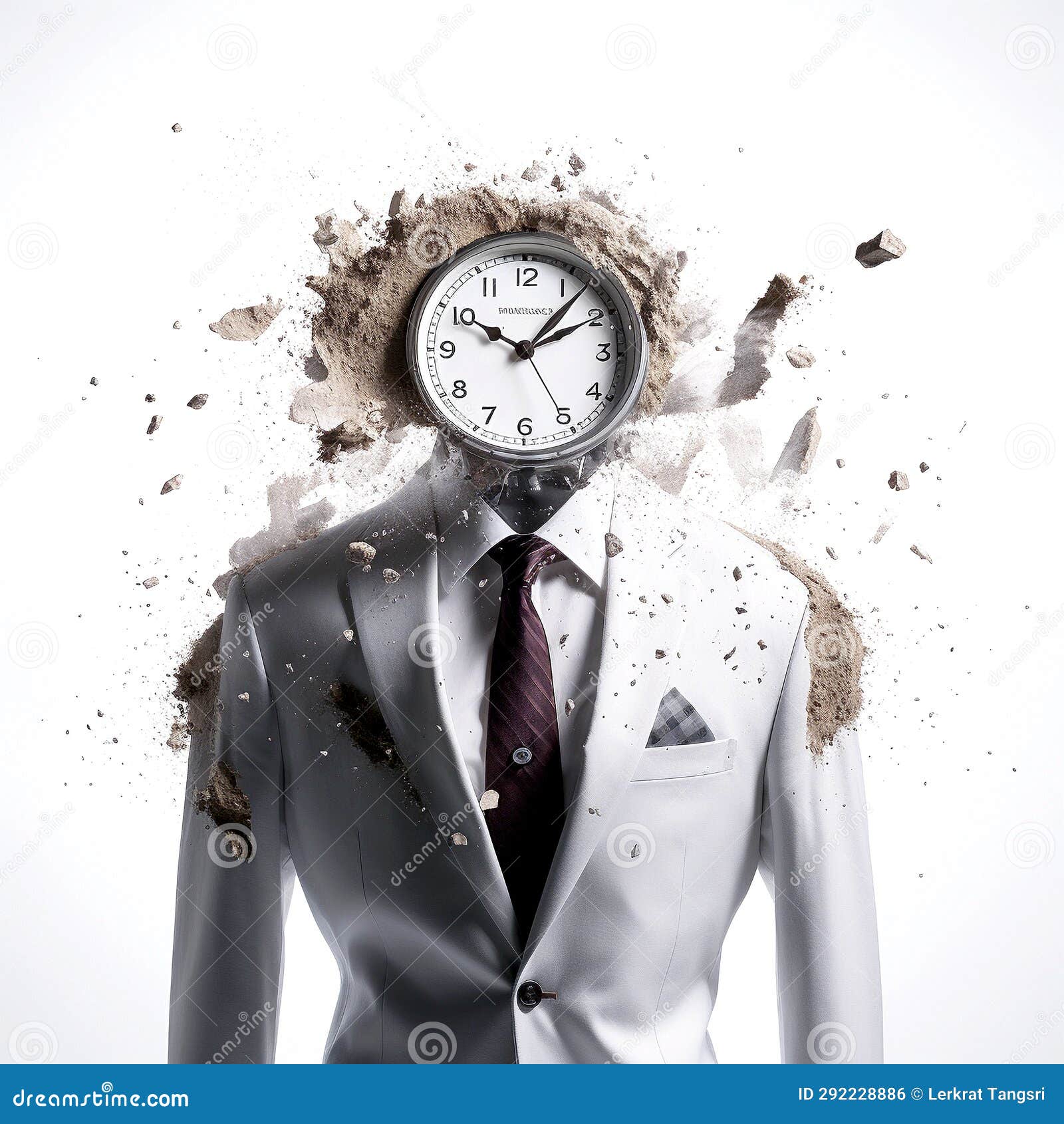 Old Clock Head Business Man Stock Illustration - Illustration of ...
