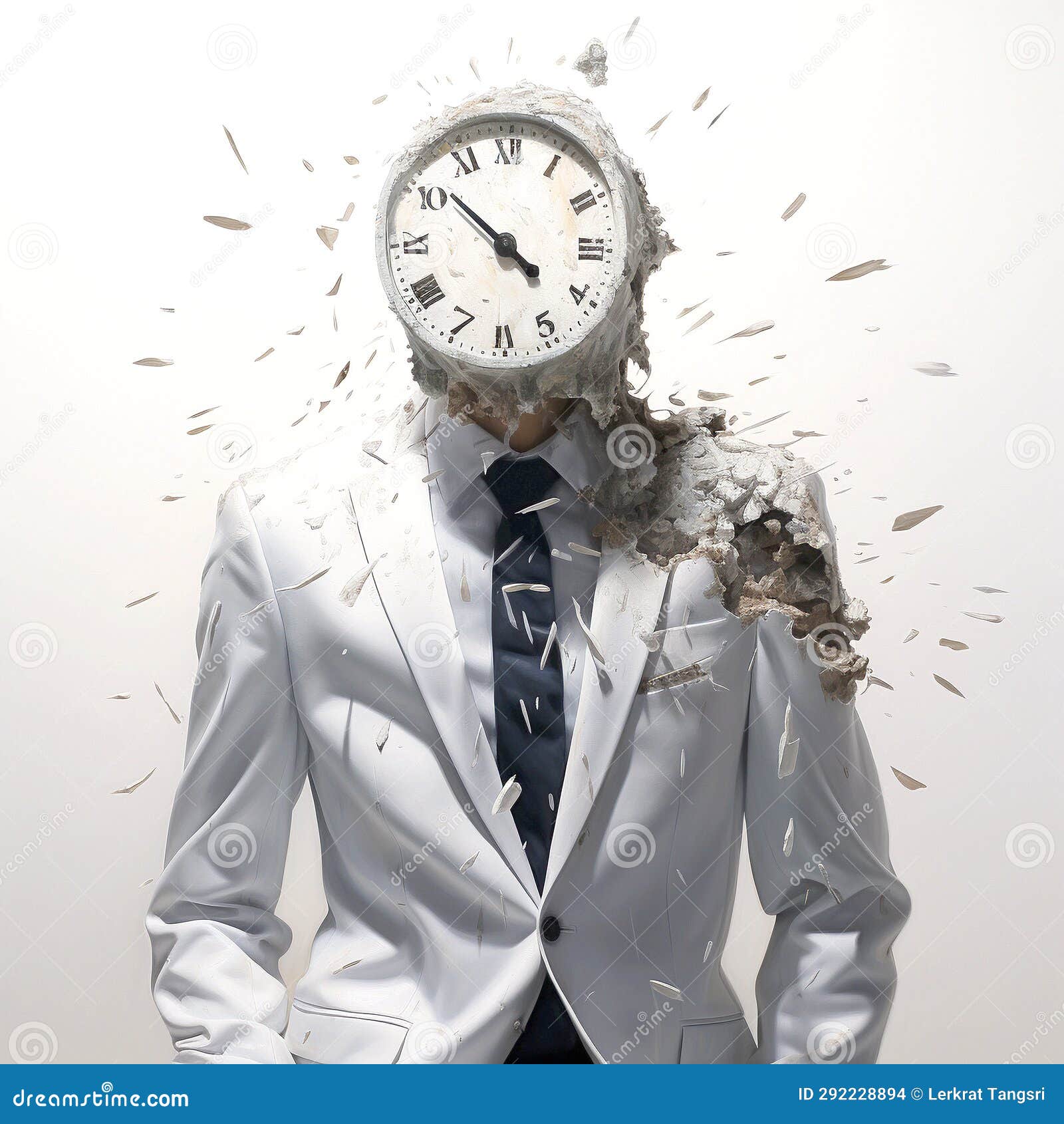 Old Clock Head Business Man Stock Illustration - Illustration of ...