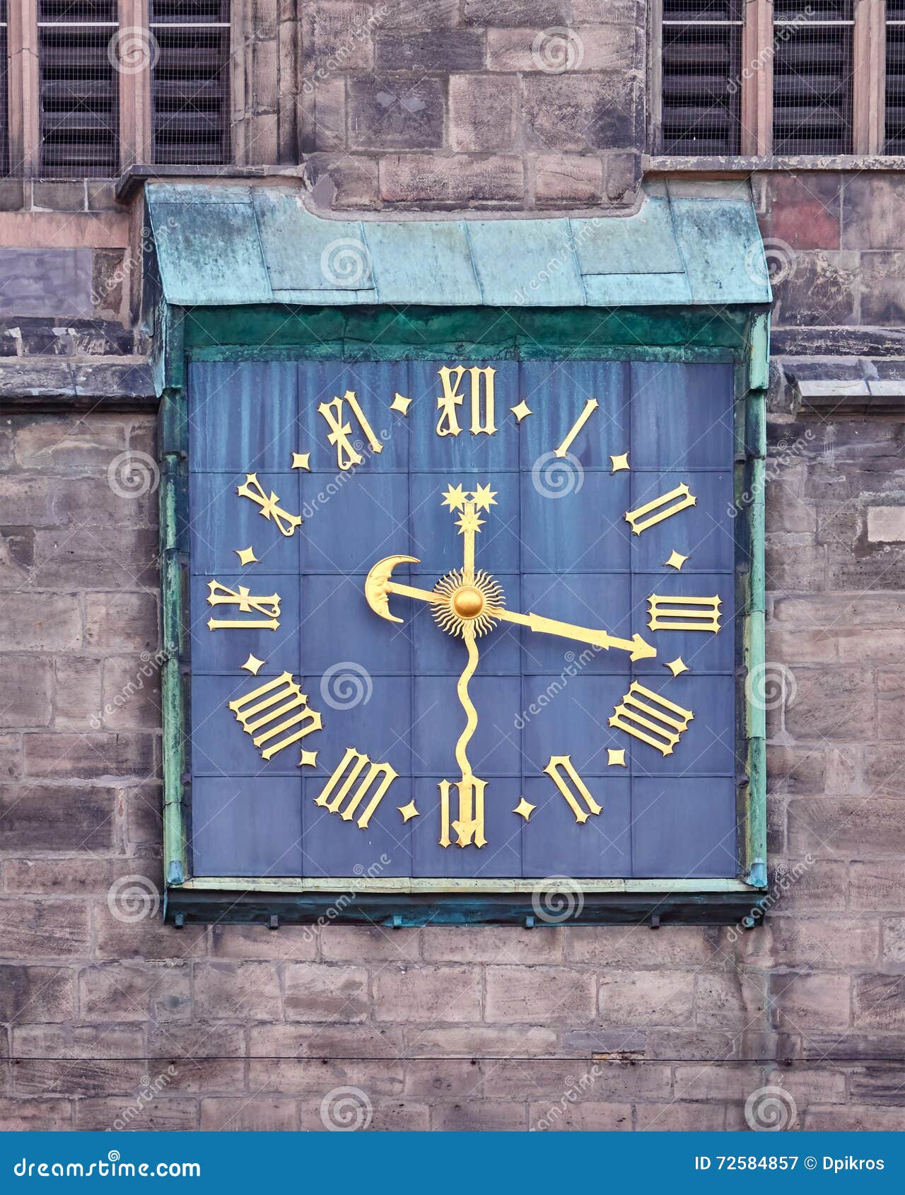 Old Clock with Roman Numbers Stock Image - Image of qudrangle, town ...