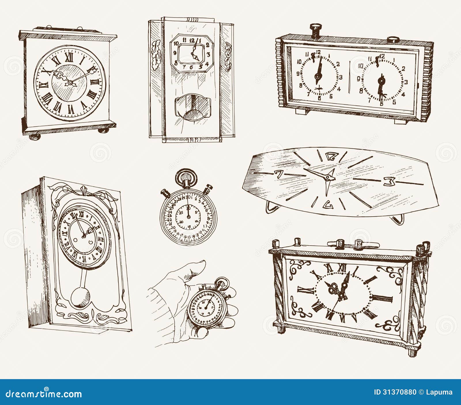 Old clock stock vector. Illustration of antique, styles - 31370880