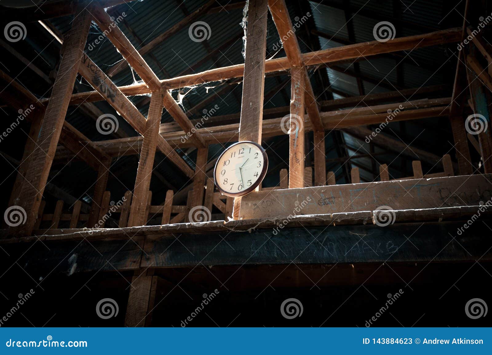 Analog Clock in Old Shearing Shed Stock Image - Image of rustic, dust ...