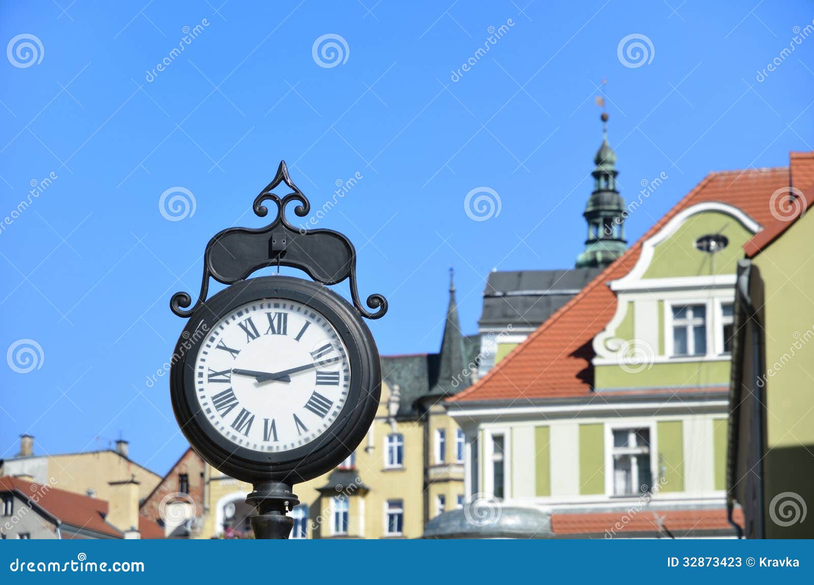 Old clock on the street stock image. Image of urban, city - 32873423