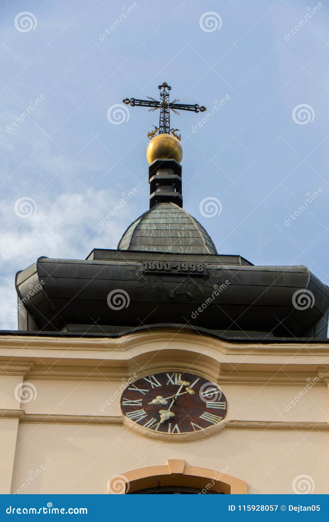 Clock on the Church stock image. Image of blue, house - 115928057