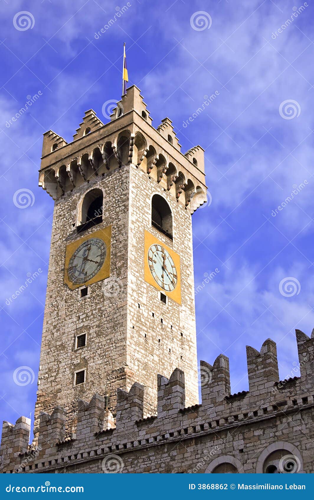 Old clock tower stock photo. Image of imposing, high, crenelation - 3868862
