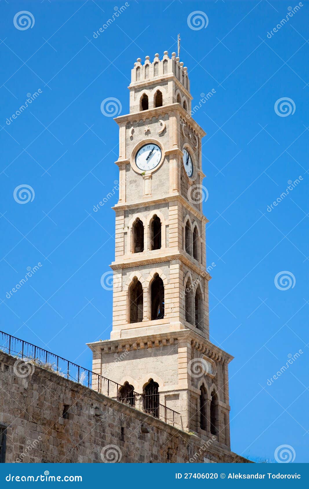 Old Clock Tower Akko , Acre, Israel Stock Photo - Image of peaks, clock: 27406020