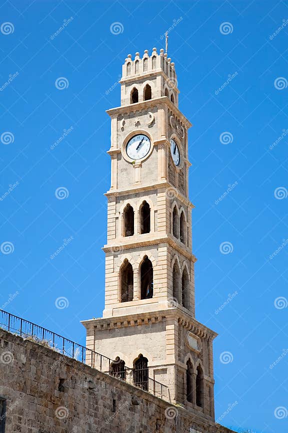 Old Clock Tower Akko , Acre, Israel Stock Photo - Image of peaks, clock ...