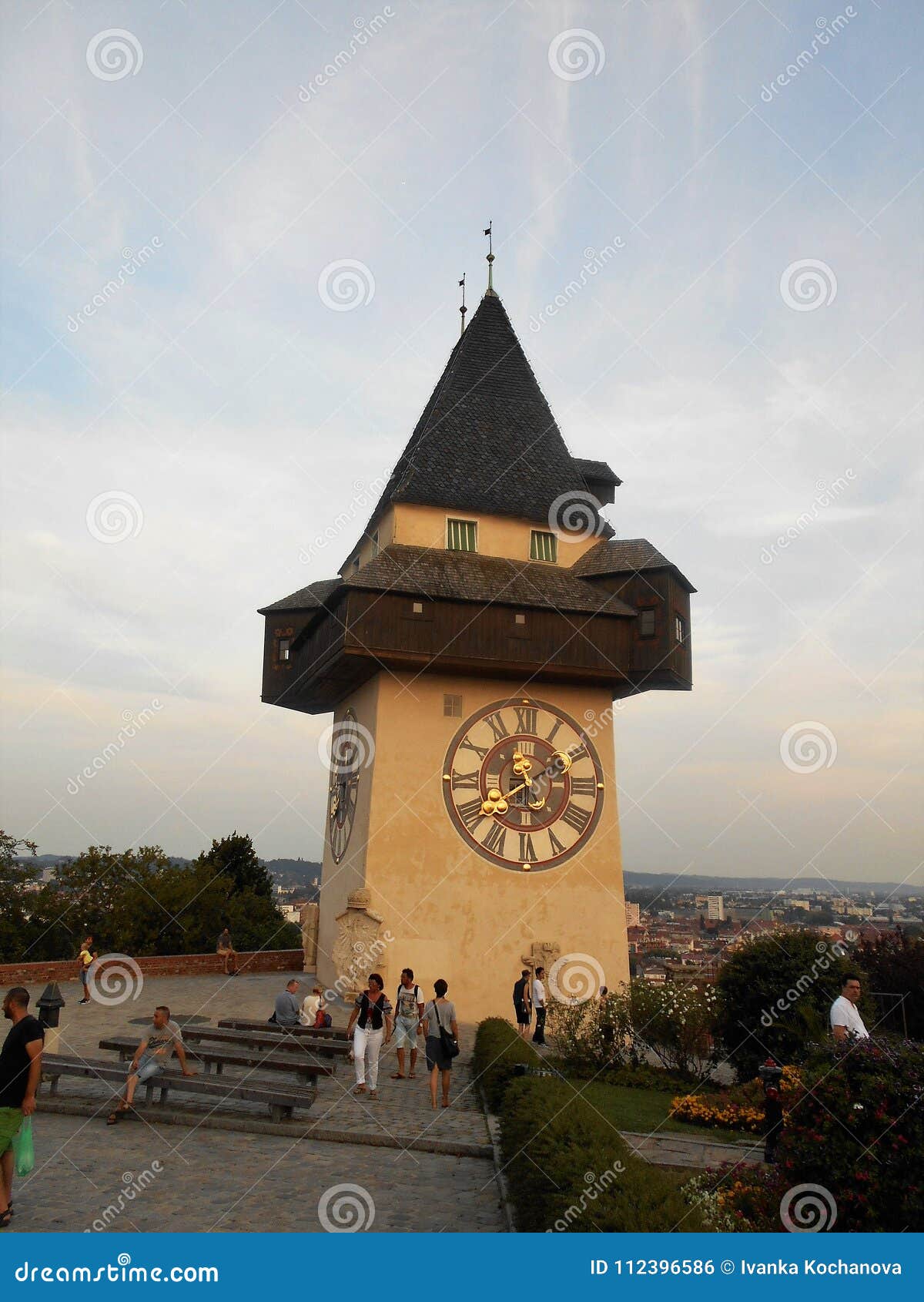 Old clock tower stock photo. Image of city, tower, graz - 112396586