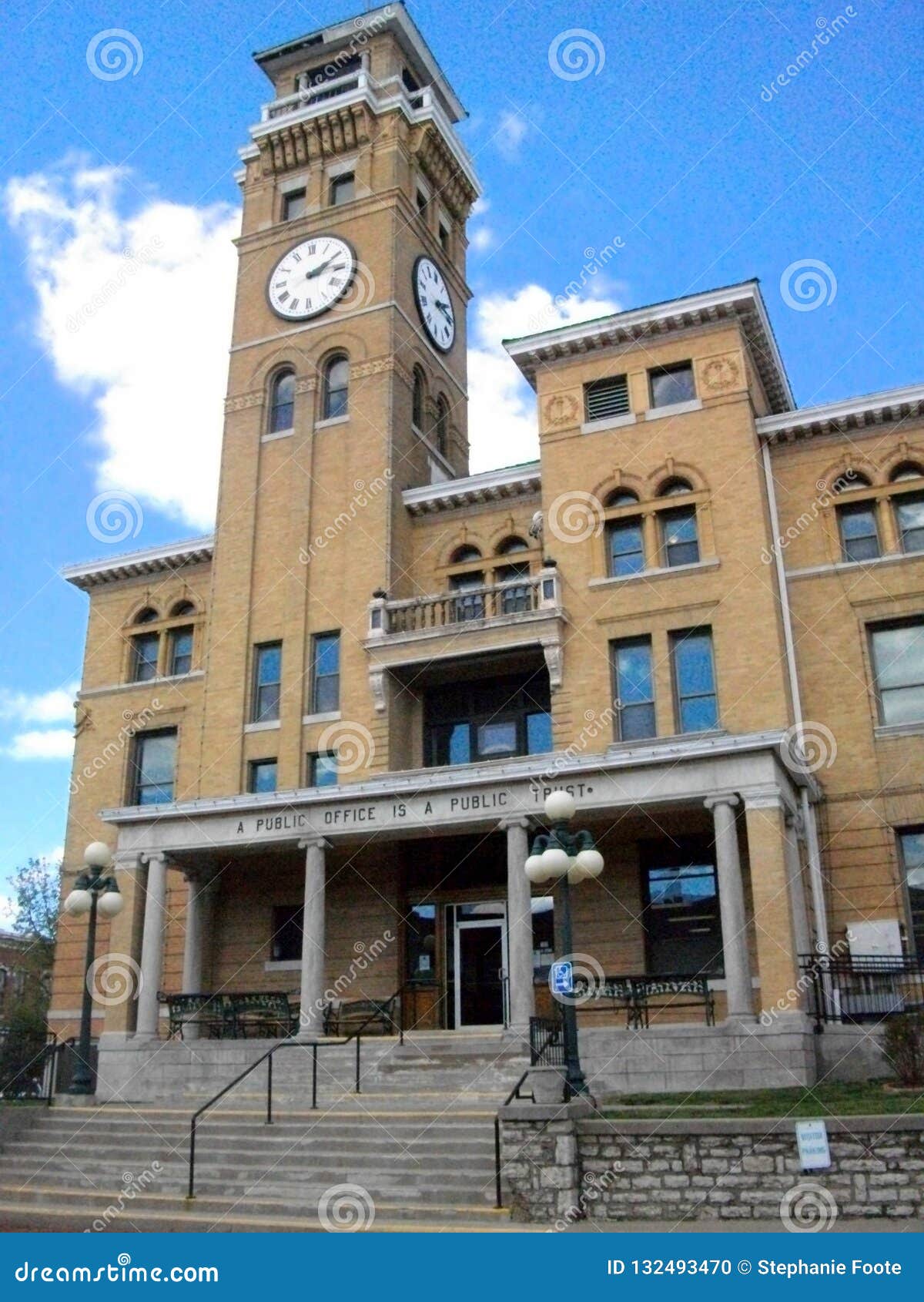 Old Clock Tower Courthouse stock photo. Image of town - 132493470