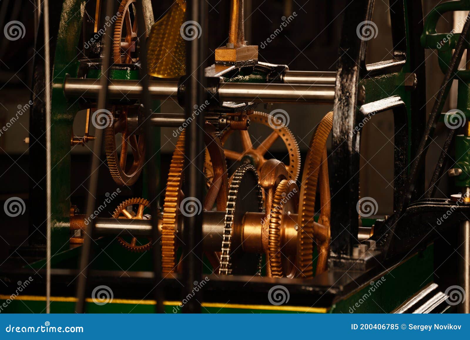 Old Clock Tower Mechanism with Cooper Color Gears Stock Image - Image ...