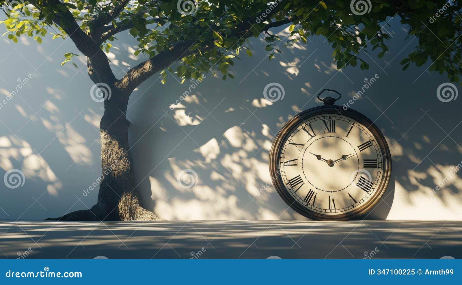 Old Clock with a Tree Shadow in the Background Stock Illustration ...