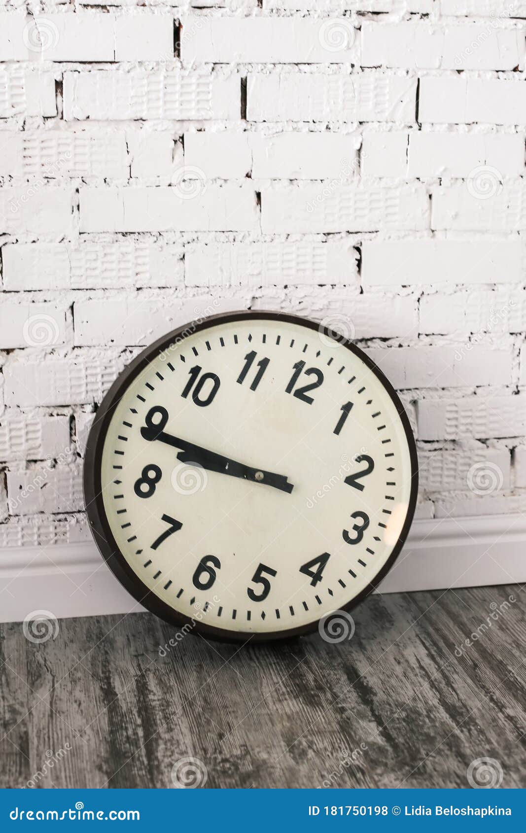 Old Clock on White Brick Wall Stock Photo - Image of philosophy ...
