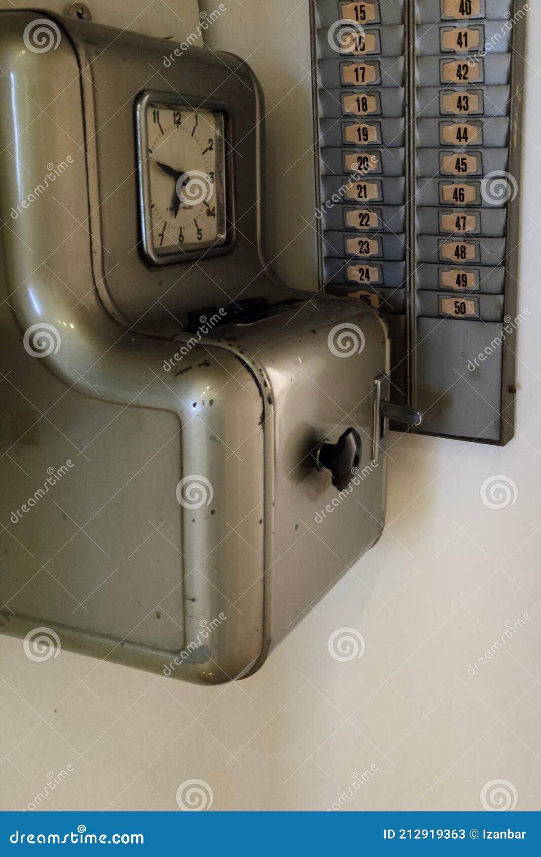 Old Clock Work Badge Check Machine Stock Image - Image of office ...