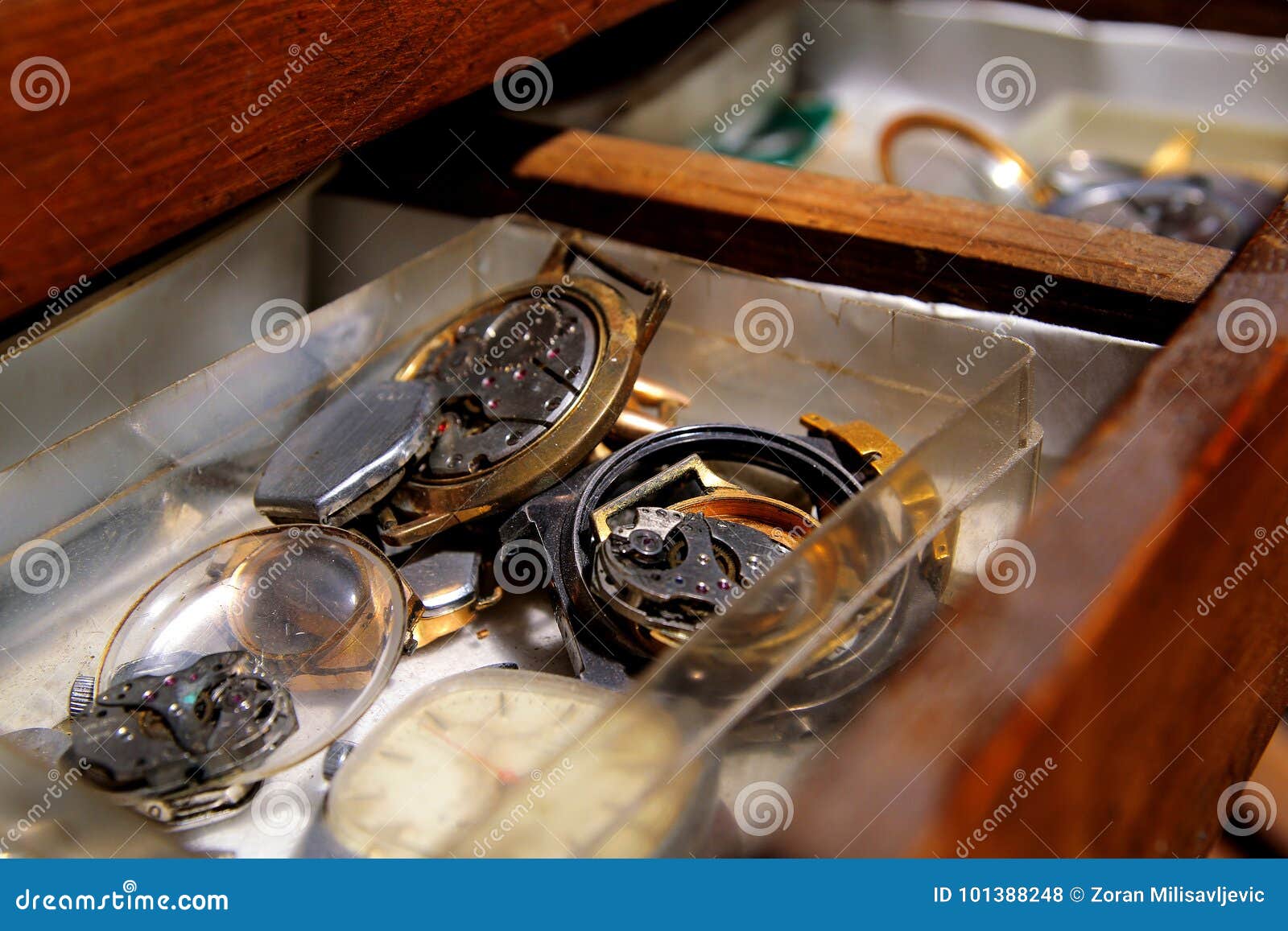 Old Clocks and Parts Clockworks Stock Photo - Image of jewel, bearing ...