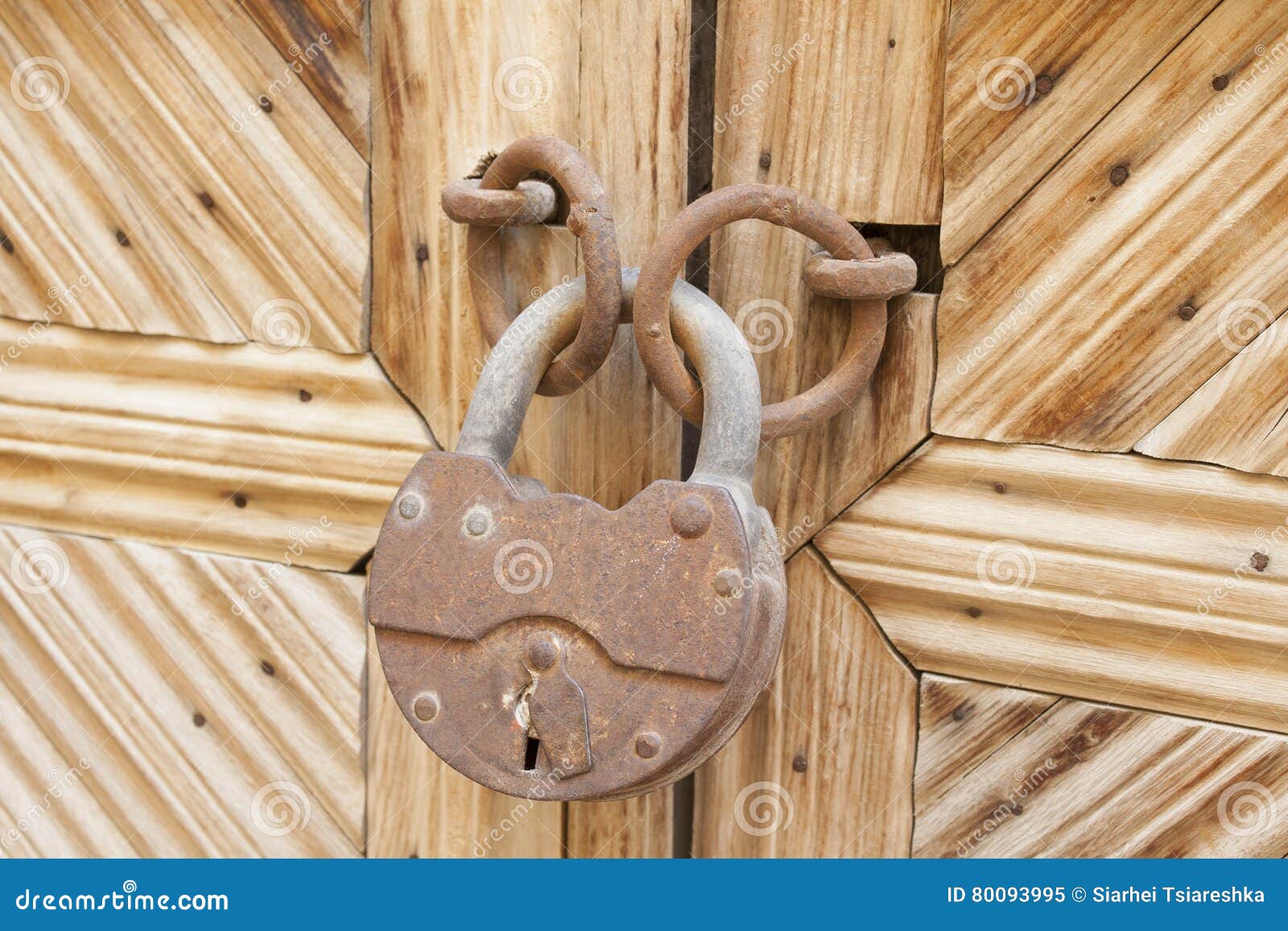 Old Closed Padlock on the Wooden Door. Stock Image - Image of ...