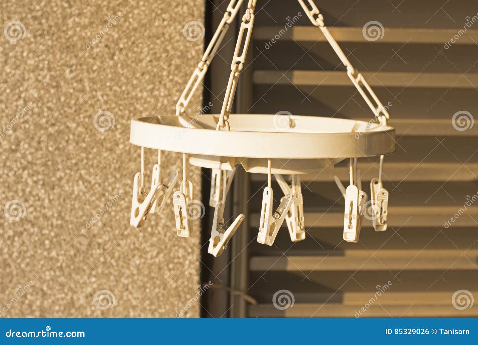 Old Clothes Peg on Round Clothesline Stock Photo - Image of extra ...