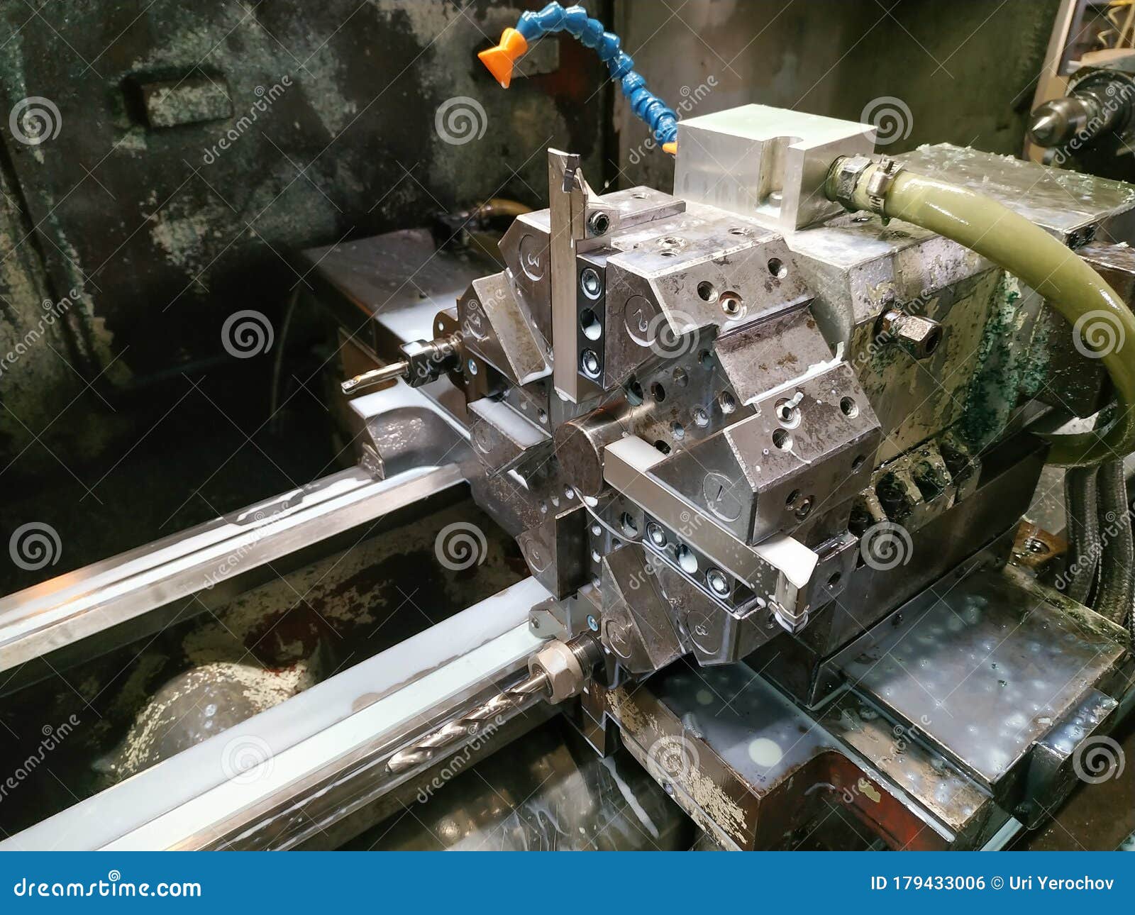 Old Cnc Lathe in Working Condition Stock Photo - Image of metal, lathe ...