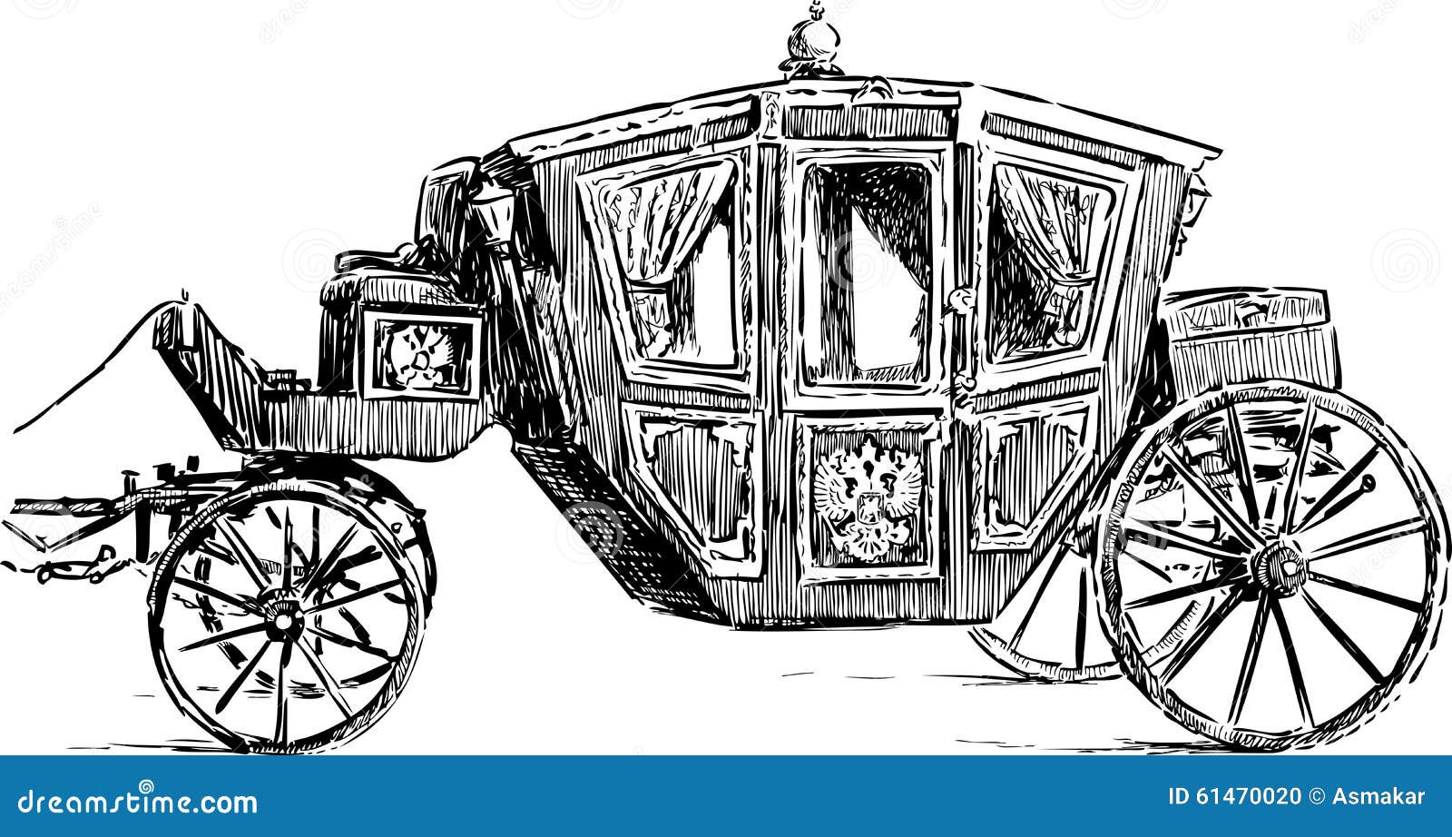 Old coach stock vector. Illustration of drawn, sketch - 61470020