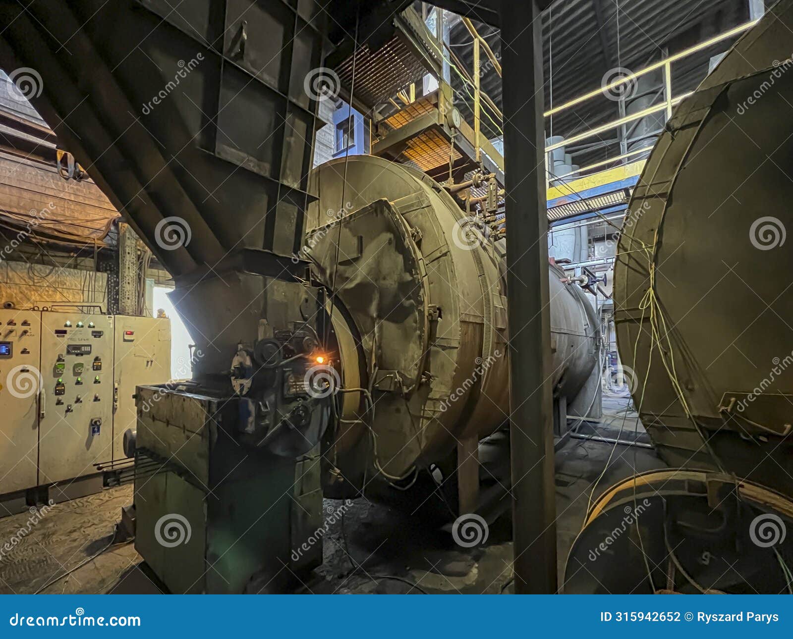 Old Coal-fired Steam Boiler of the Flame-tube Type Stock Photo - Image ...