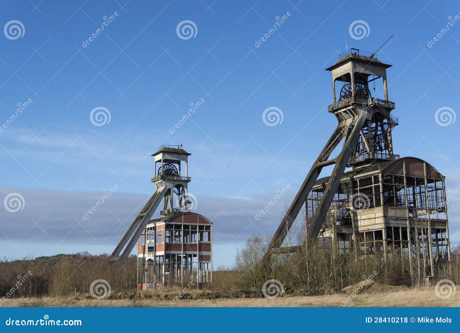 Old coal mine shafts stock photo. Image of contrast, towers - 28410218