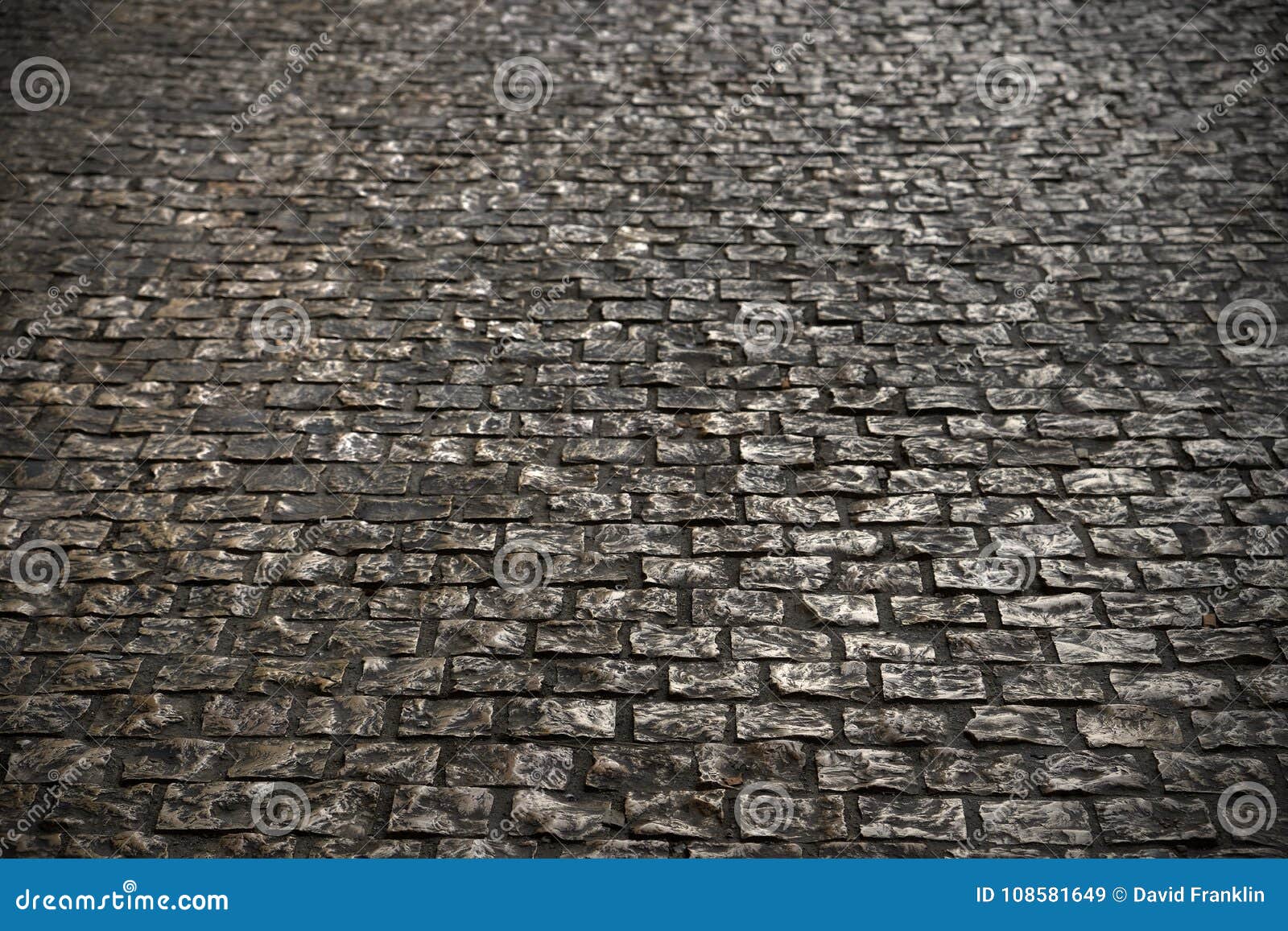 Old Cobble Stone Road Dark Night Light Reflection Surface Background ...