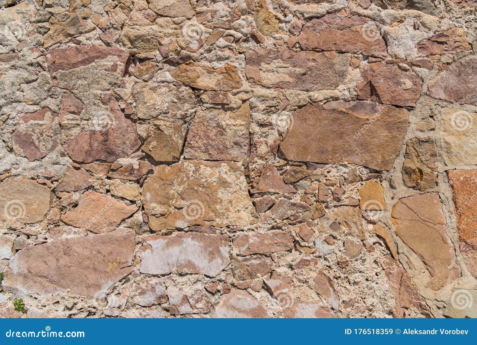 Old Cobble Stone Wall Background and Pattern. Stock Image - Image of ...
