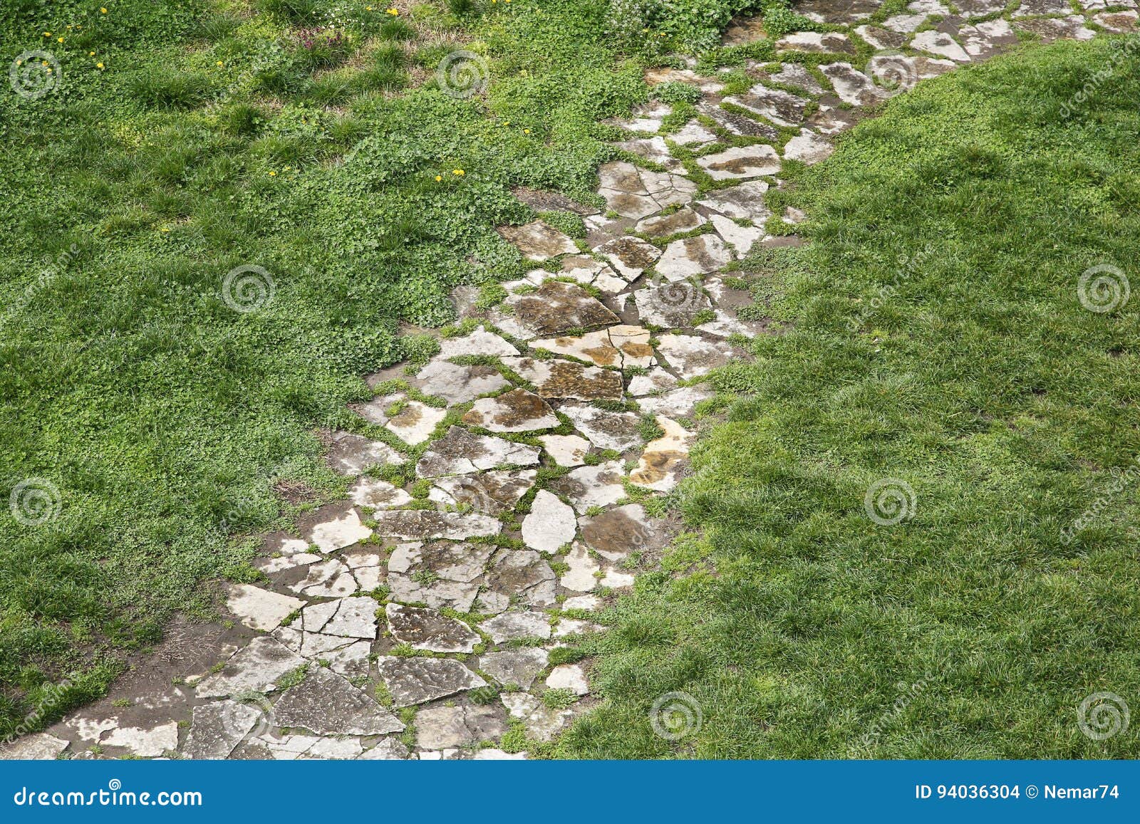 Old Cobblestone Road in Park Stock Photo - Image of vintage, rough ...