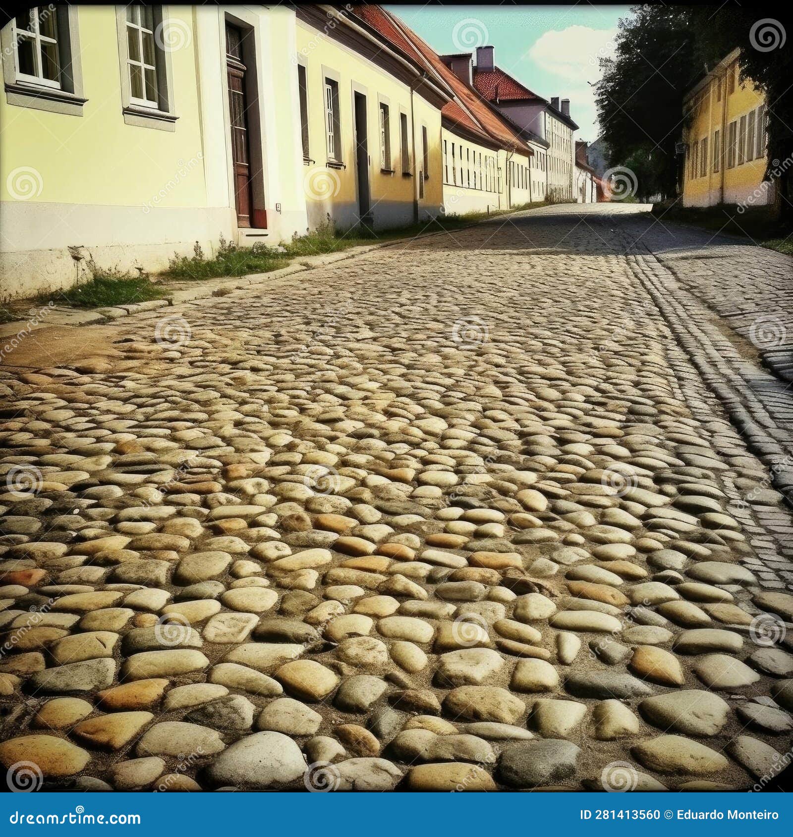 Old Cobblestone Street in an Old Town Stock Illustration - Illustration ...
