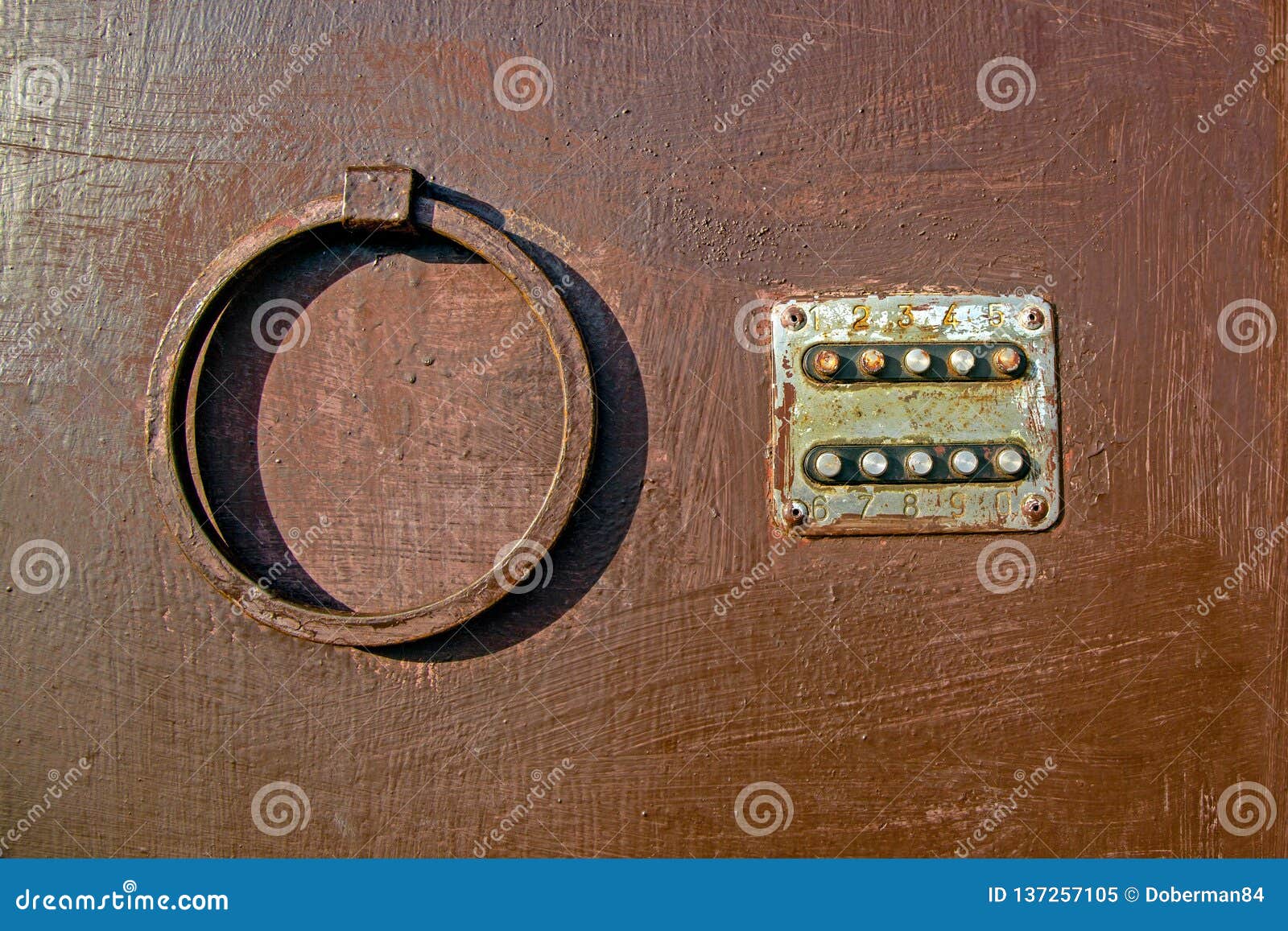 Old Coded Lock with Round Buttons on the Iron Door, Close-up, Old ...