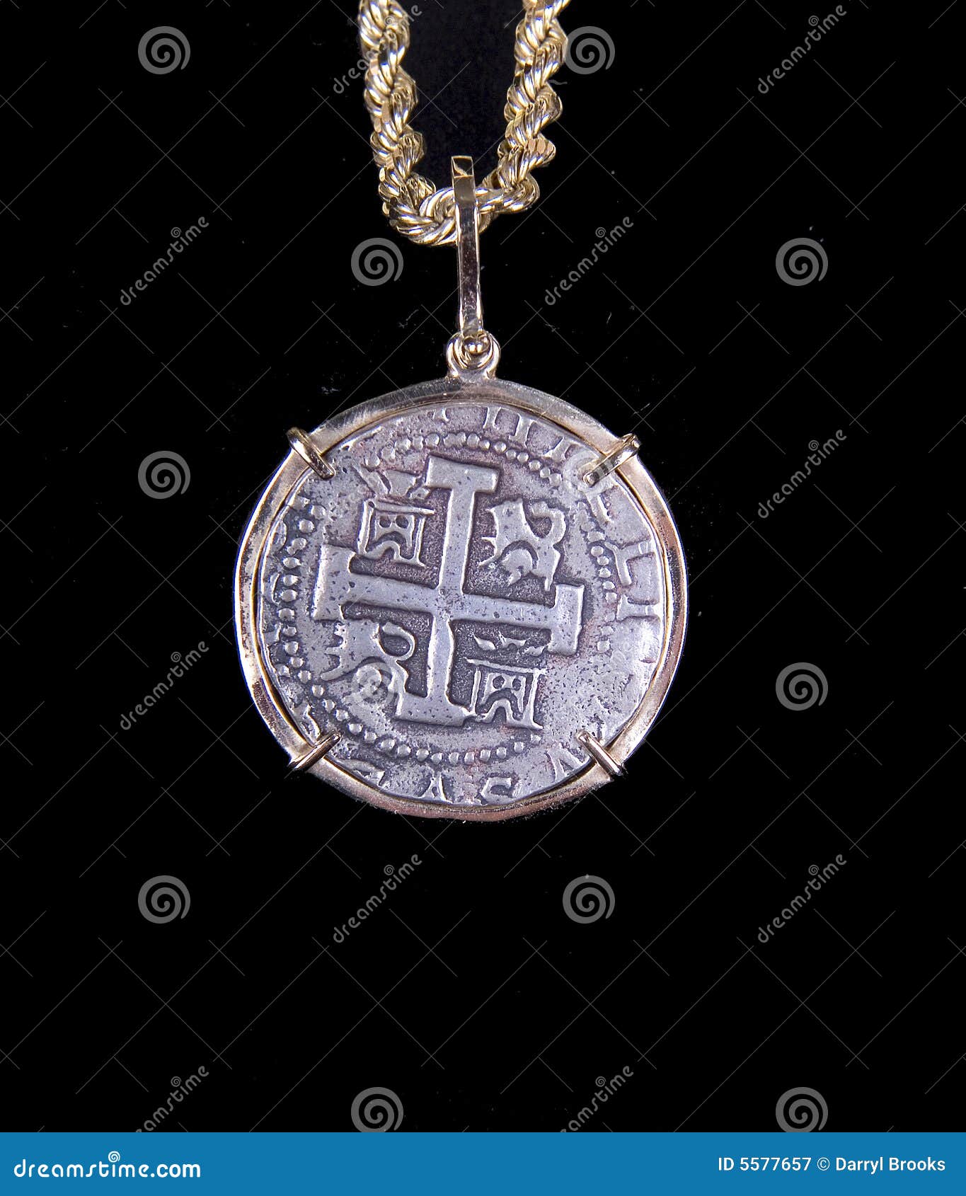 Old Coin on Chain stock image. Image of pretty, beauty - 5577657