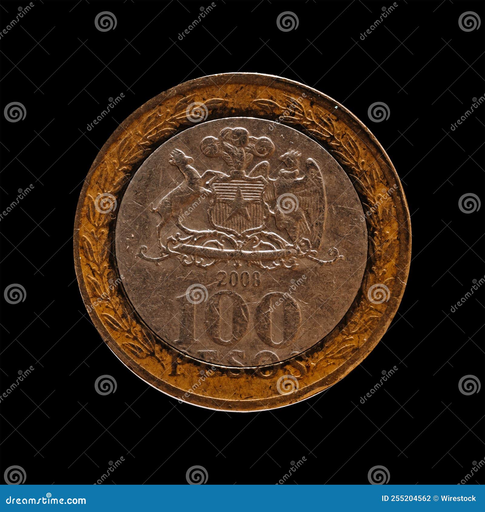 Old Coin, 100 Pesos, Over a Black Background Stock Photo - Image of ...