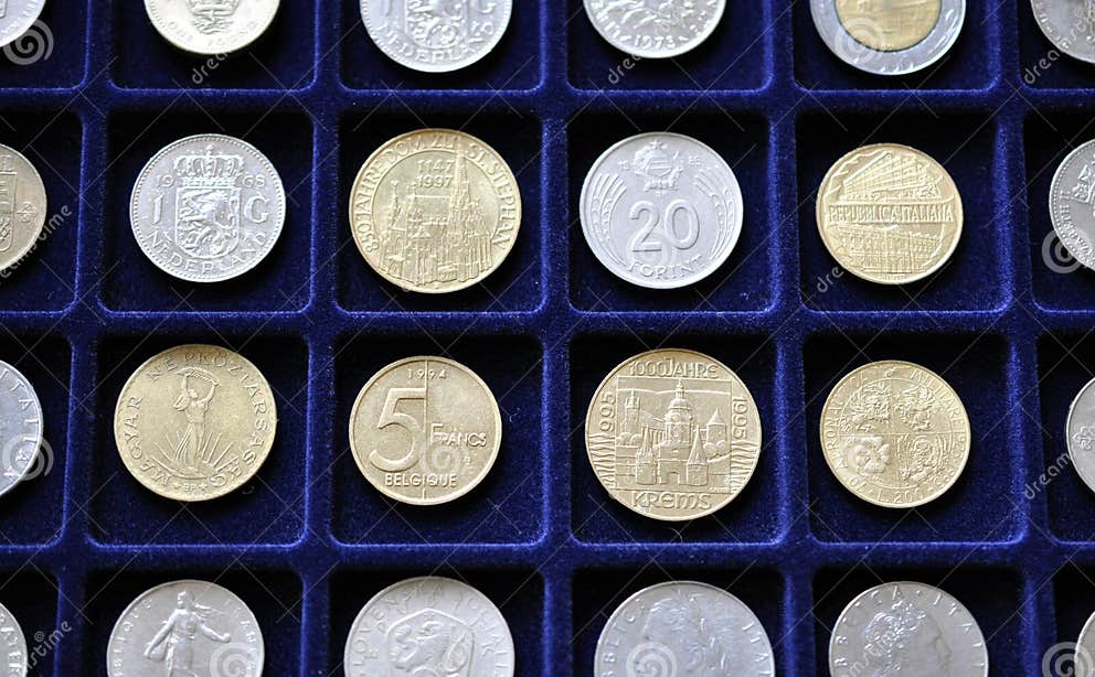 Old Coins for Numismatic Mat Stock Photo - Image of background ...