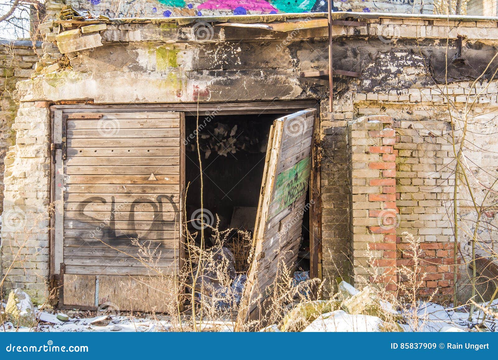 Soviet Van Seen Through An Abandoned Building In Mongolia Stock Photo ...