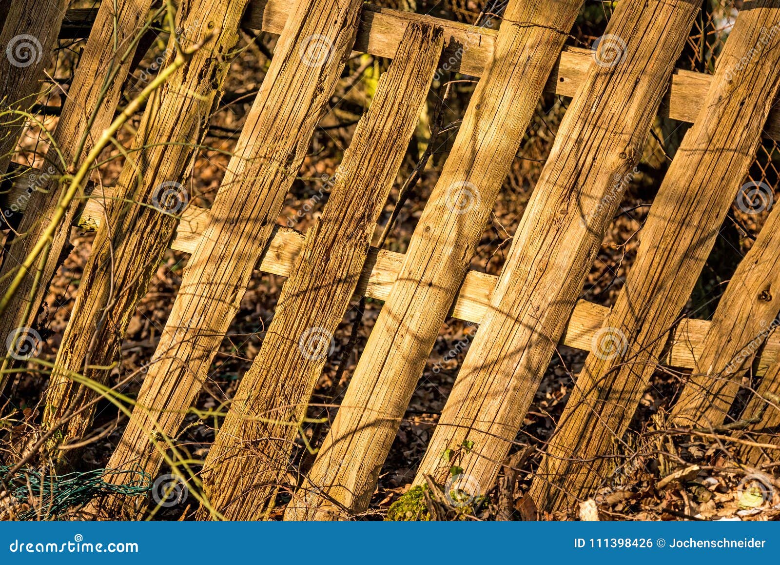 Old collapsed picket fence stock photo. Image of fence - 111398426