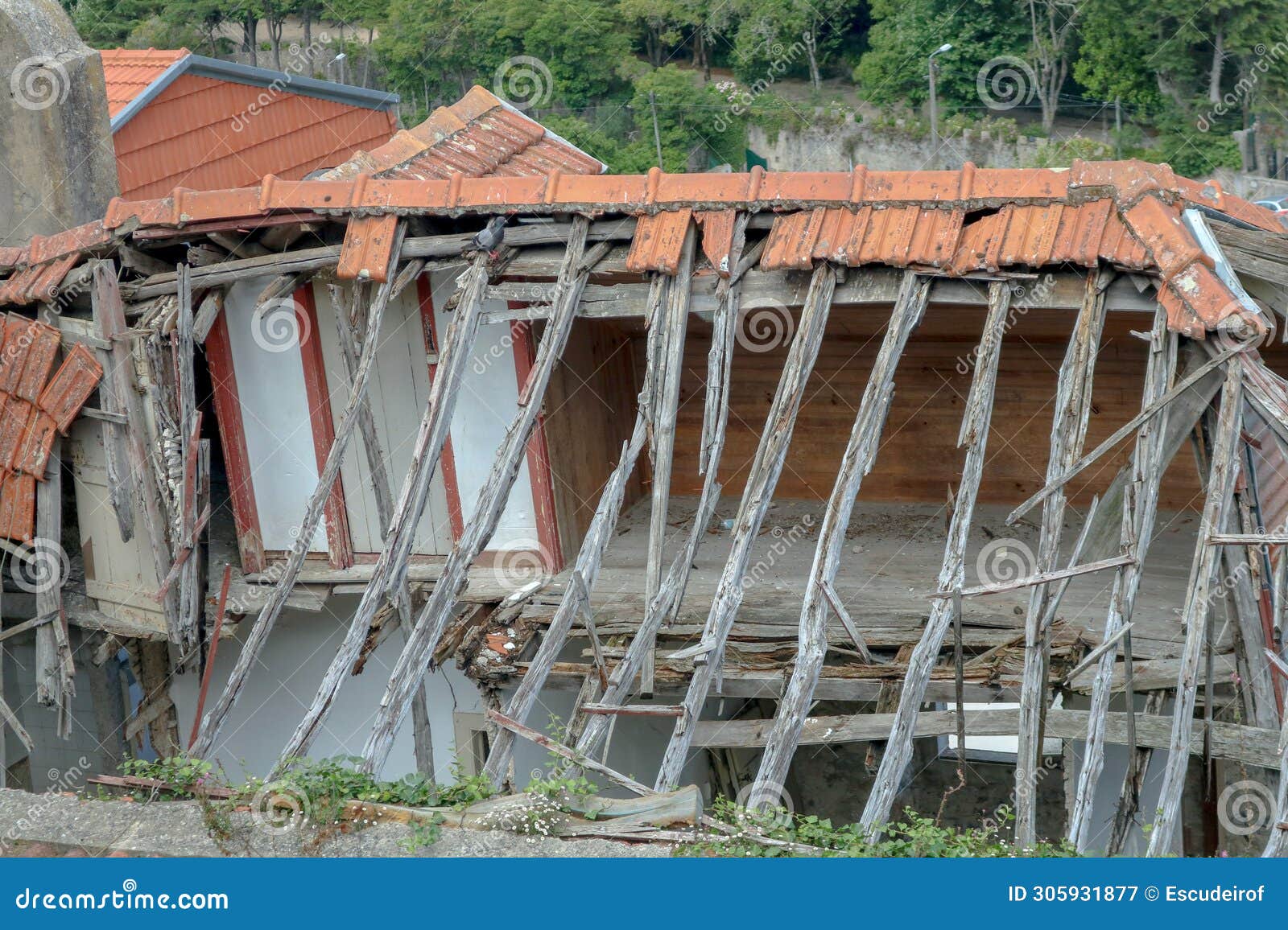 Damaged roof stock image. Image of detail, dangerous - 305931877