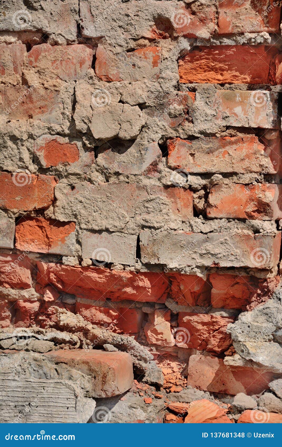 Old Collapsing Brick Wall Close Up Stock Photo - Image of damaged ...