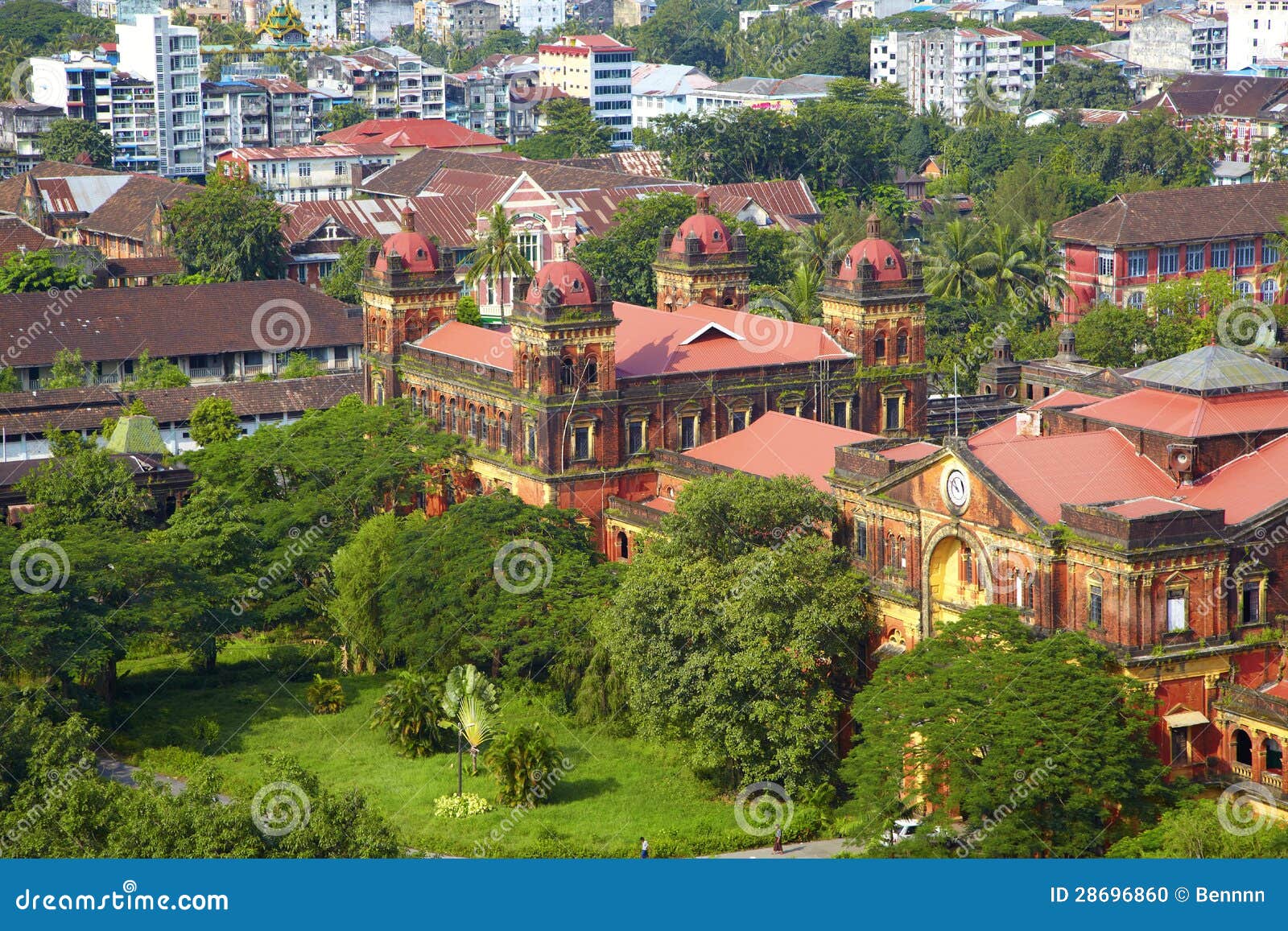 Old Colonial Building in Yangon, Myanmar. Stock Photo - Image of ...