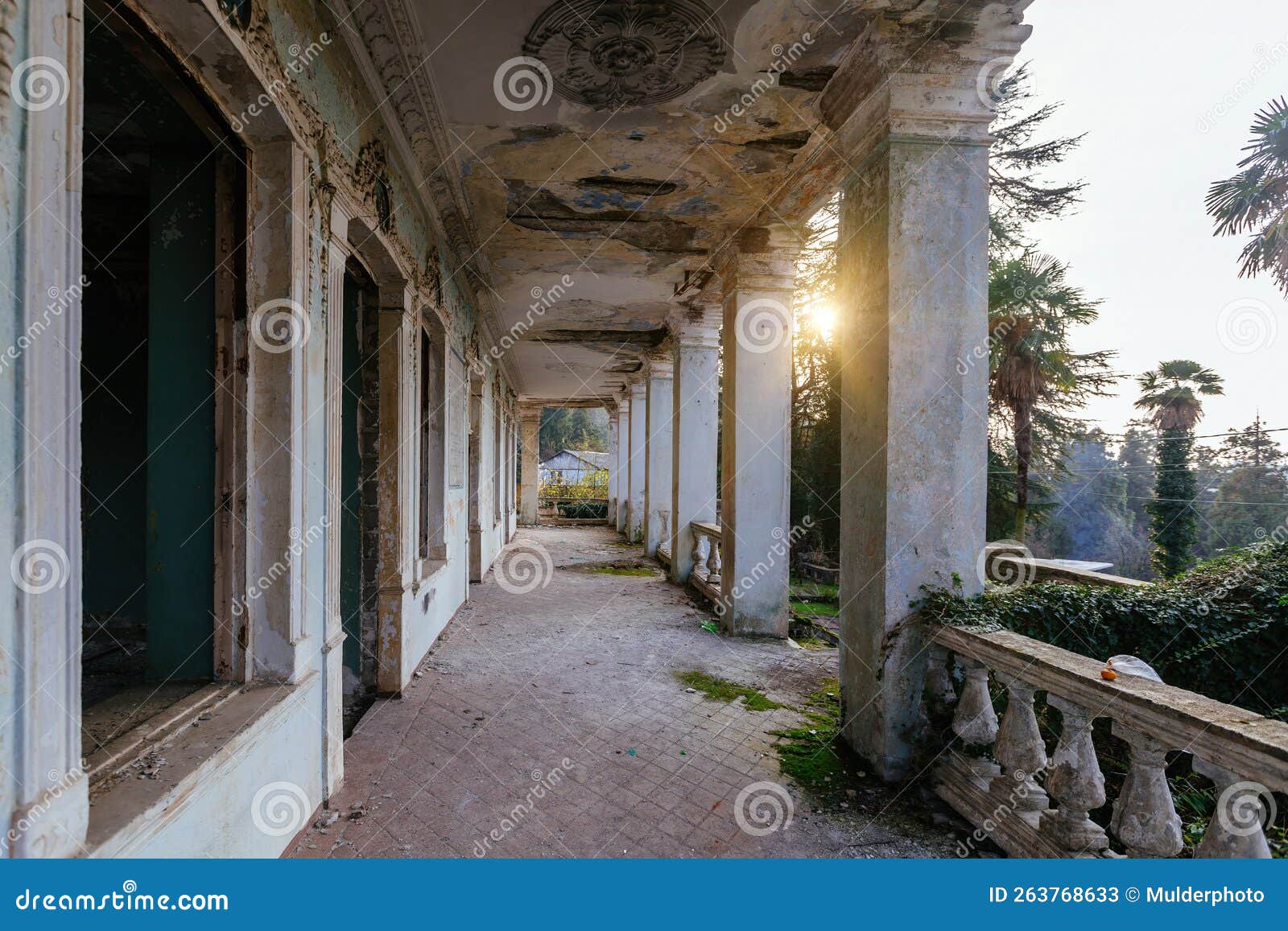 Old Colonnade in an Abandoned Mansion Stock Image - Image of ...