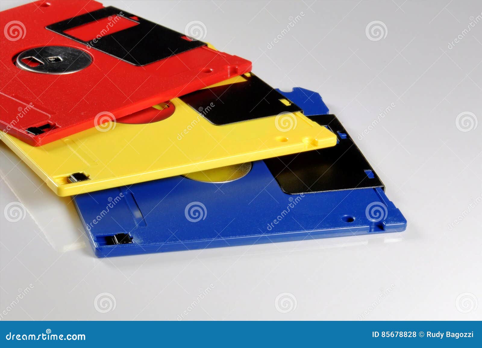 Old Color Floppy Disk. Red, Yellow and Blue. Stock Photo - Image of ...