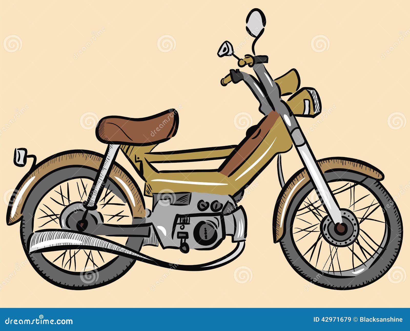 Old color moped stock vector. Illustration of graphic - 42971679