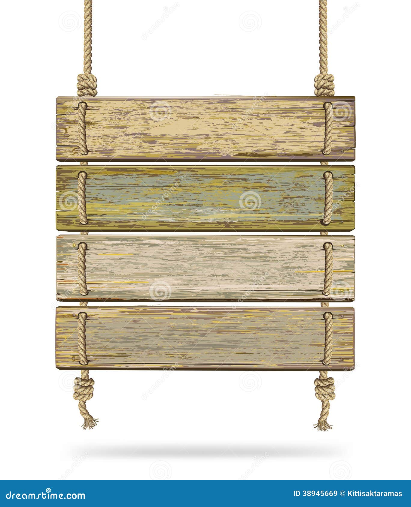 Old Color Wooden Board with Rope. Stock Vector - Illustration of grain ...