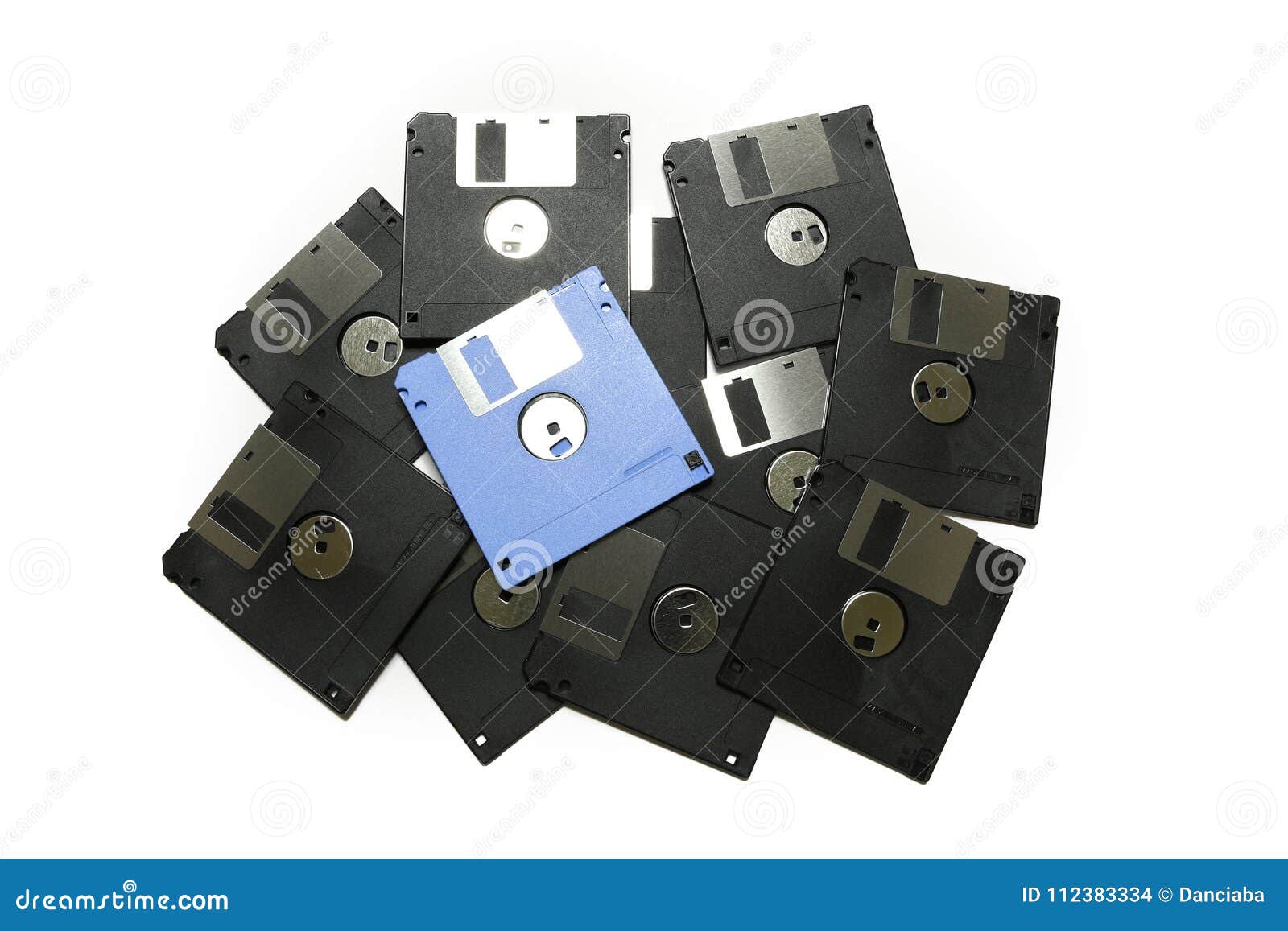 Old Colored Computer Floppy Disks Isolated on White Background. Stock ...
