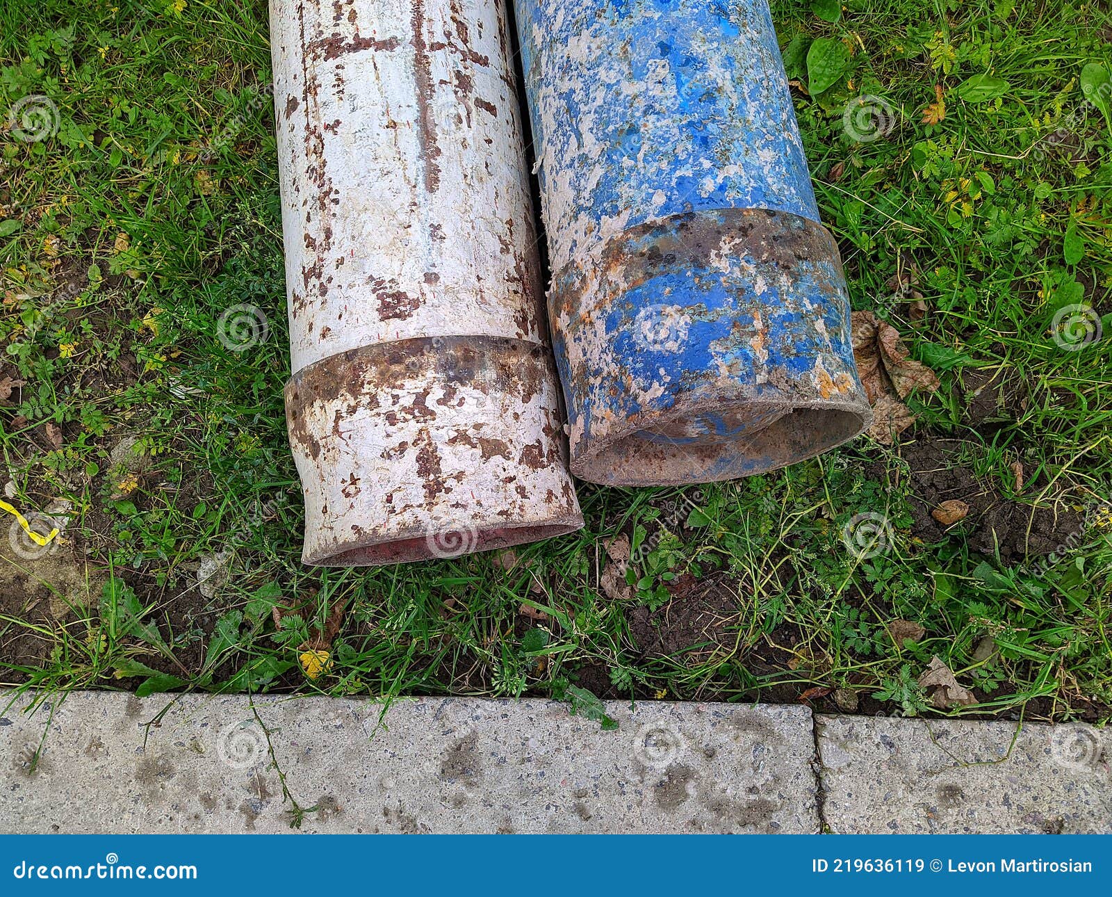 Old Colored and Rusty Metal Gas Cylinders Stock Image - Image of ...