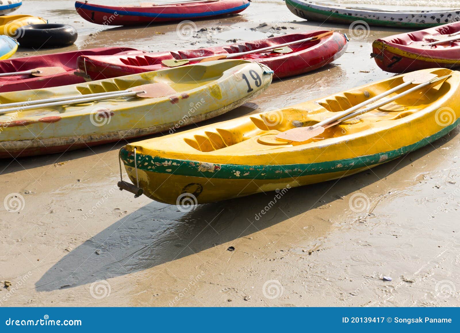 Old Colorful kayaks stock image. Image of island, color - 20139417